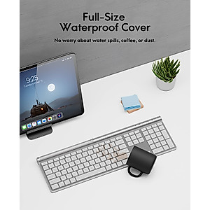 CHESONA Wireless Bluetooth Keyboard, Bluetooth/Wired Dual-Mode Keyboard for MacBook Air/Pro/iMac, Ultra-Slim Rechargeable, Silent Full-Size Keyboard for MacOS/iPadOS/iPhone OS,Silver White