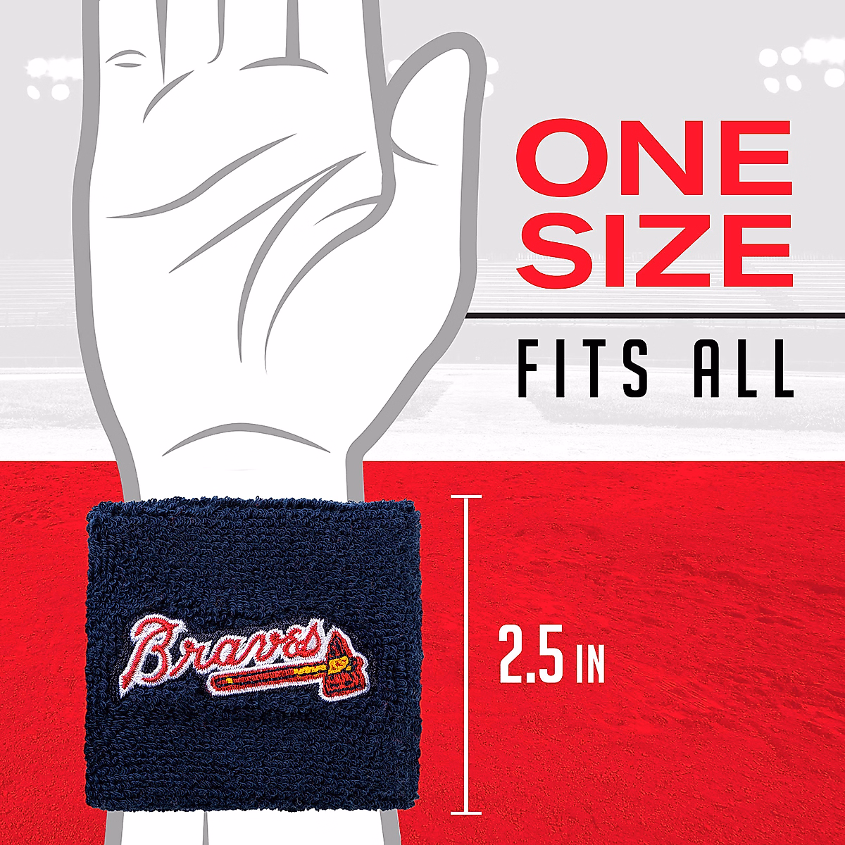 Franklin Sports MLB Wristbands, Team Specific, 2.5" x 2.5"