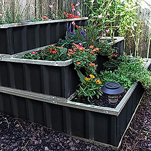 KING BIRD 3 Tiers Raised Garden Bed Dismountable Frame Galvanized Steel Metal Patio Garden Elevated Planter Box 46’’x46’’x23.6’’ for Growing Vegetables Flower (Dark Grey)