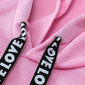 Long Sleeve Sweatshirt for Women THENLIAN Women Plus Size Long Sleeve Solid Sweatshirt Hooded Pullover Tops Shirt(Pink, XXXL)