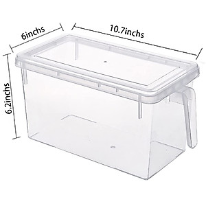 Eanpet Large Fridge Organizer Food Storage Containers Stackable Refrigerator Organizer Bins with Lids Clear Plastic Organizer Square Produce Saver for Fruits,Vegetable,Meat(Set of 4 Pack)