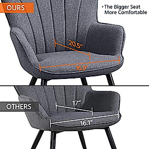 Yaheetech 2PCS Dining Chair Armrest Fabric Armchair Restaurant Chairs Hotel Reception Chairs Leisure Chair Sofa Side Chair Kitchen Dining Room Furniture Set of 2 Gray