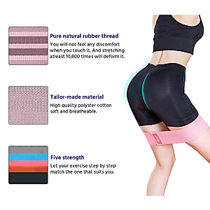 EILISON GLAMFIT Booty Resistance Bands for Women Legs and Butt (Set of 5), Exercise & Fitness Band - Cotton Loops Hip Thigh Glute Bands, Elastic Strength Squat Band (Level 5 - S - M - L- XL - XXL)