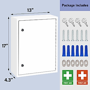 EIENHOSHI Locking Medicine Cabinet, Wall Mount First Aid Medicine Cabinet, Lockable Wall Cabinet with Dual Lock for Home, Office