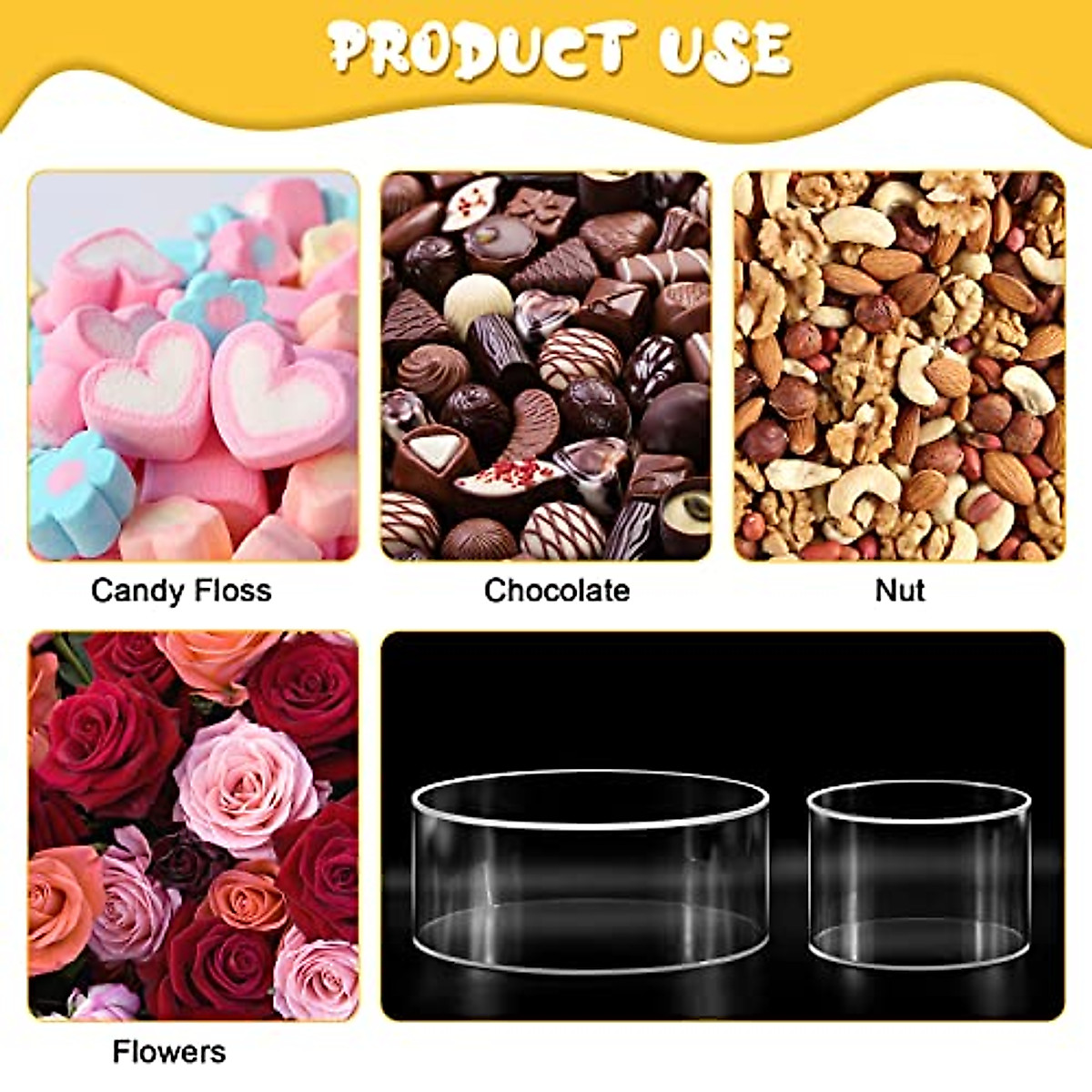 MOJIEZUO Clear Acrylic Cake Stand,Fillable Cake Riser Cake Tier,Round Cake Display Riser,Decorative Display Box with Lid for Wedding Birthday Party