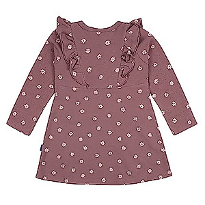 Gerber Baby Girls' Toddler Long Sleeve Dress with Ruffle Detail, Pink Daisies, 18 Months