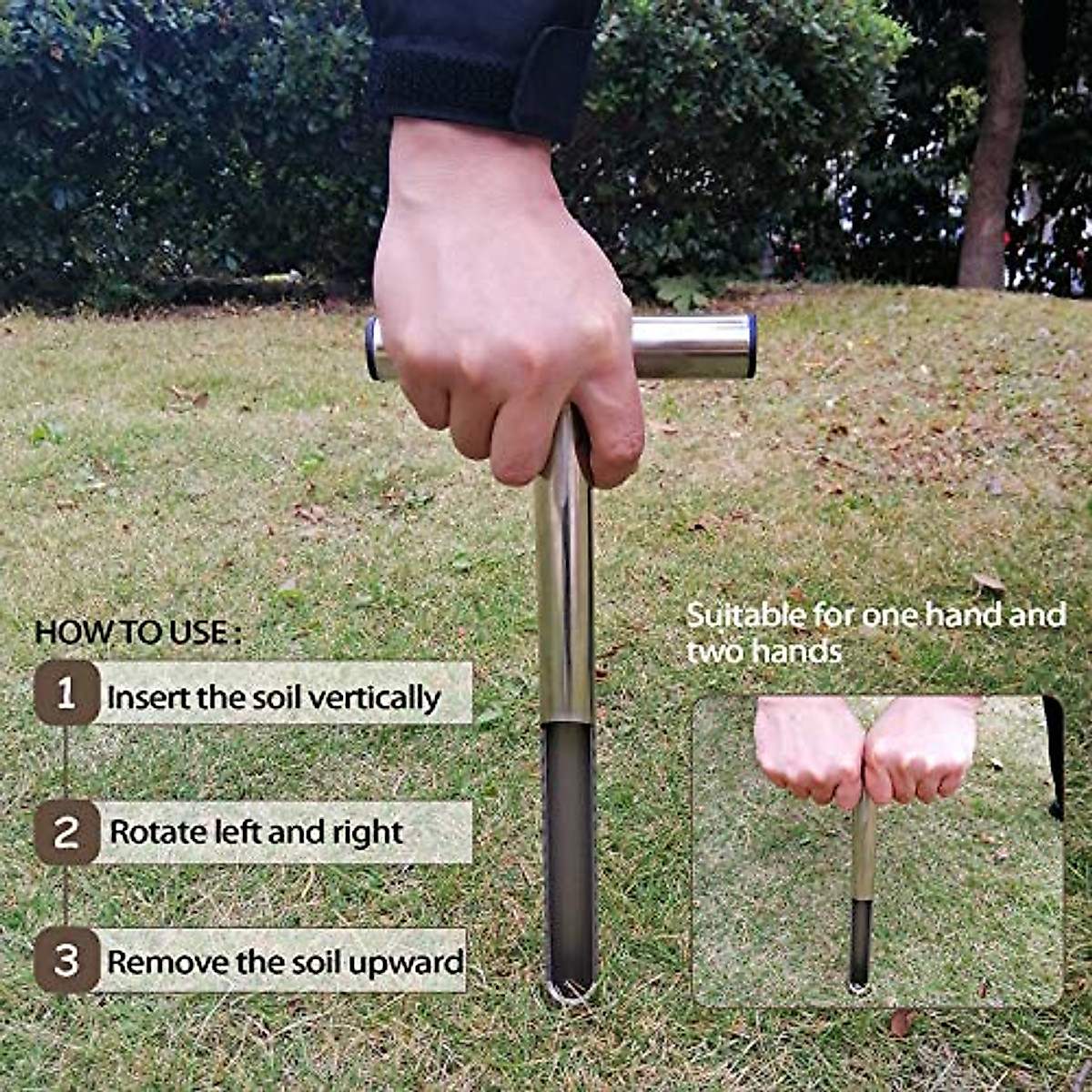 HiHydro Soil Sampler Probe 12 Inch Stainless Steel with 2 Pcs Reusable ...