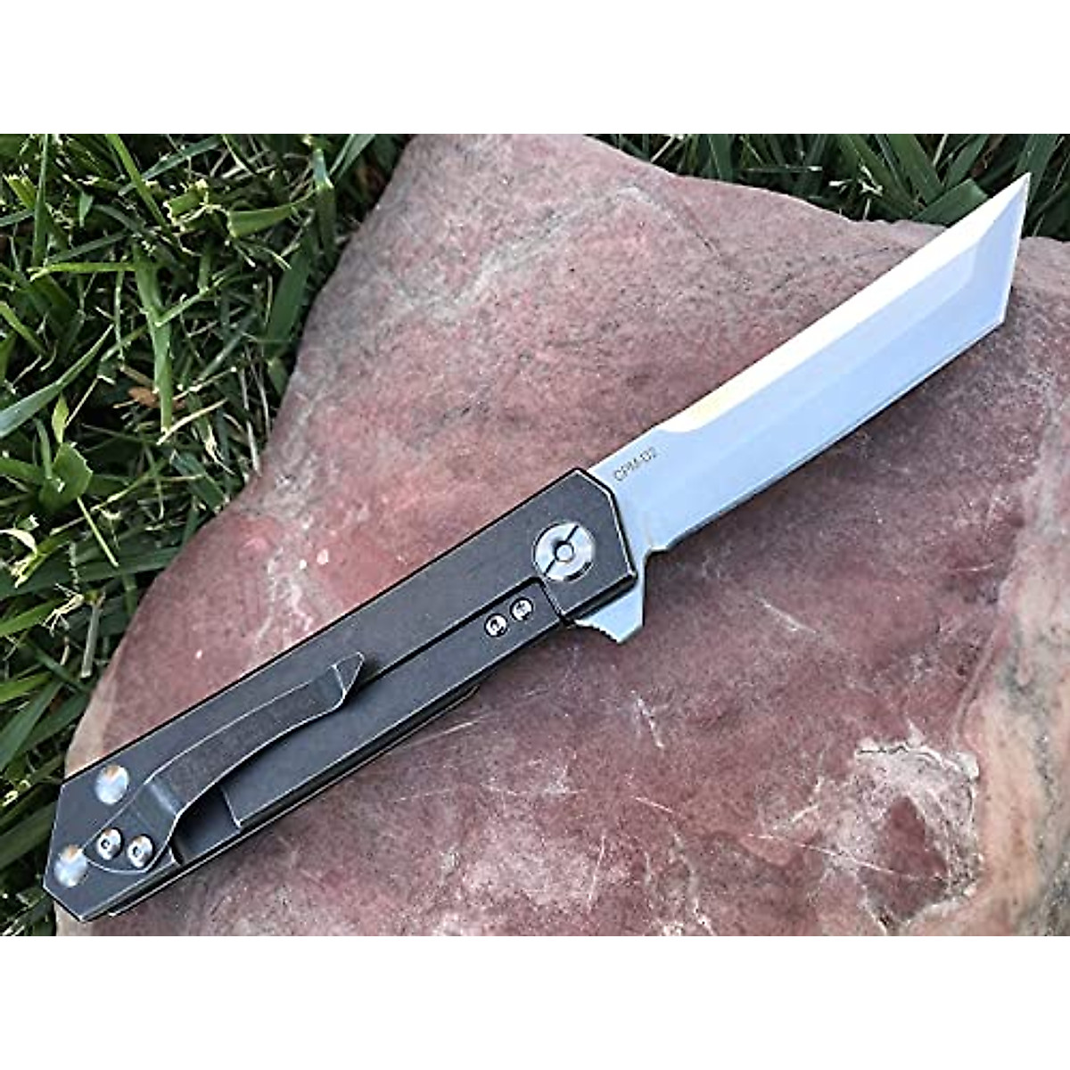 TACTICAL GEARZ EDC Tc4 Titanium Pocket Knife! Tc4 Titanium Handle! Ball Bearing, CPM-D2 Steel Blade! Includes Sheath!