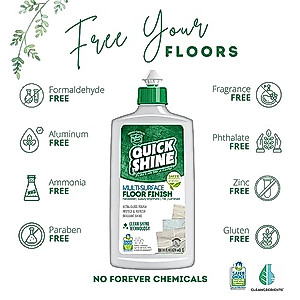 Quick Shine Sustainable Hard Surface Floor Mop Kit with 3 Reusable Pads & 1 Safer Choice Floor Finish Cleaner 16oz | Use Wet + Dry | Squirt, Spread, Done | Hardwood, Luxury Vinyl Plank, Laminate