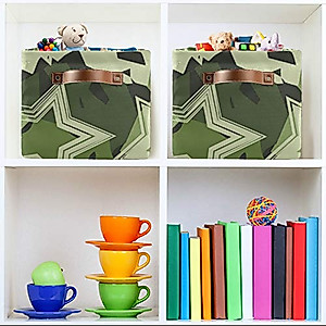 Baofu Large Storage Basket Square Foldable Canvas Laundry Baskets Bin Waterproof Inner Layer with Sturdy Handles for Kids Toy Nursery Blanket Clothes Decorative- Camo Pattern