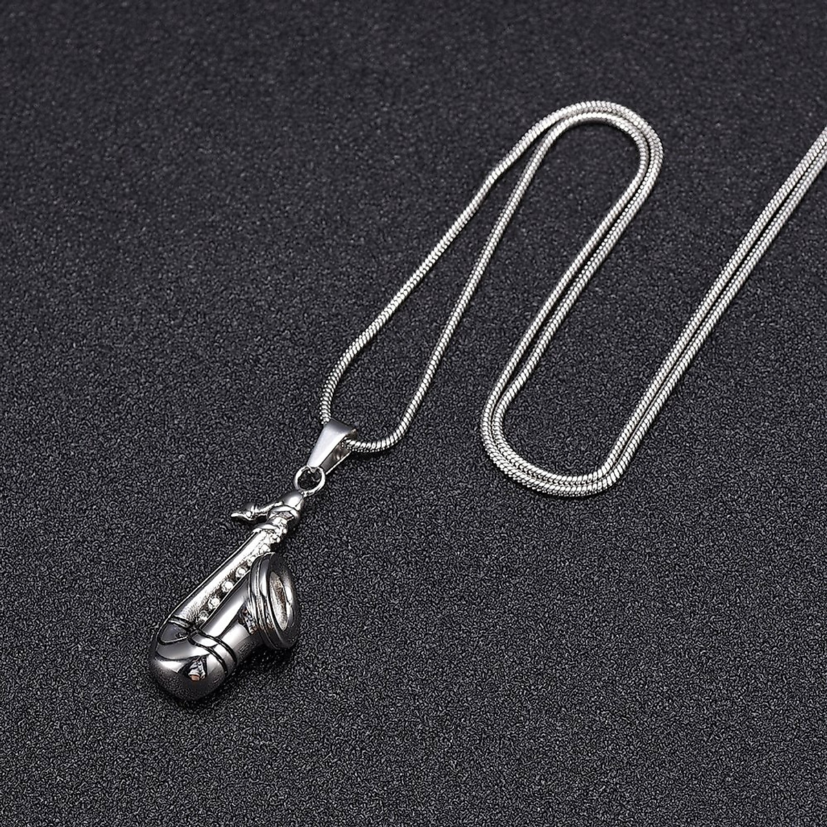 memorial jewelry Stainless Steel Musical Instrument Silver Color Charm Necklace Pendant with Silver Chain