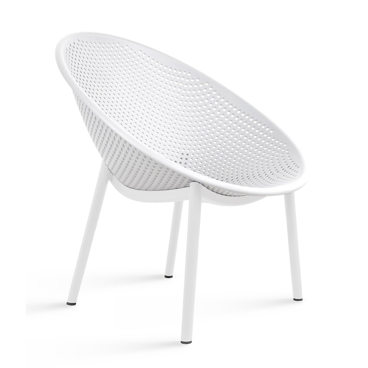 2xhome Set of 2 Modern Oval Chairs, Contemporary Accent Lounge Chairs with Perforated Breathable Egg Shaped Pod Seat for Kitchen, Dining, Patio, Indoor, Outdoor, White