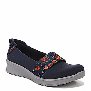 BZees Womens Gracie Slip On Navy Floral 7 M