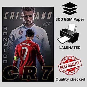 CR7 Cristiano Ronaldo Poster for Wall Art Signed Football Soccer Wall Mount - 12 x16 Inch (LAMINATED)