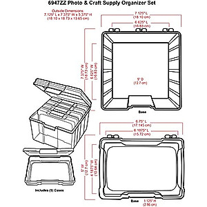ArtBin 6947ZZ Photo & Craft Organizer Set, Large Box with [5] Plastic Storage Cases Inside, Clear