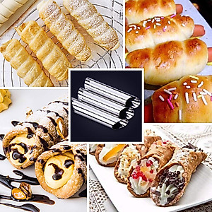 Meao 30 Pcs Non-Stick Cream Horn Cones Tubes Stainless Steel Screw Croissant Pastry Baking Moulds Set, Cannoli Form Roll Mould Shaper for Christmas Anniversary and Daily Use #7