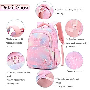 YJMKOI 3PCS Colorful Heart Print Backpack for Girls, Primary Kids Bookbag Set, Purple Backpack with Lunch Box