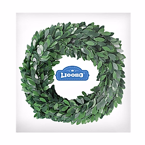 LIOOBO Yards Green Vines Garland Artificial Ivy Garland Foliage Green Leaves Fake Vine Leaf Hanging Plants for Wedding Party DIY Green Leaves Headband Headbands Vines- Garland