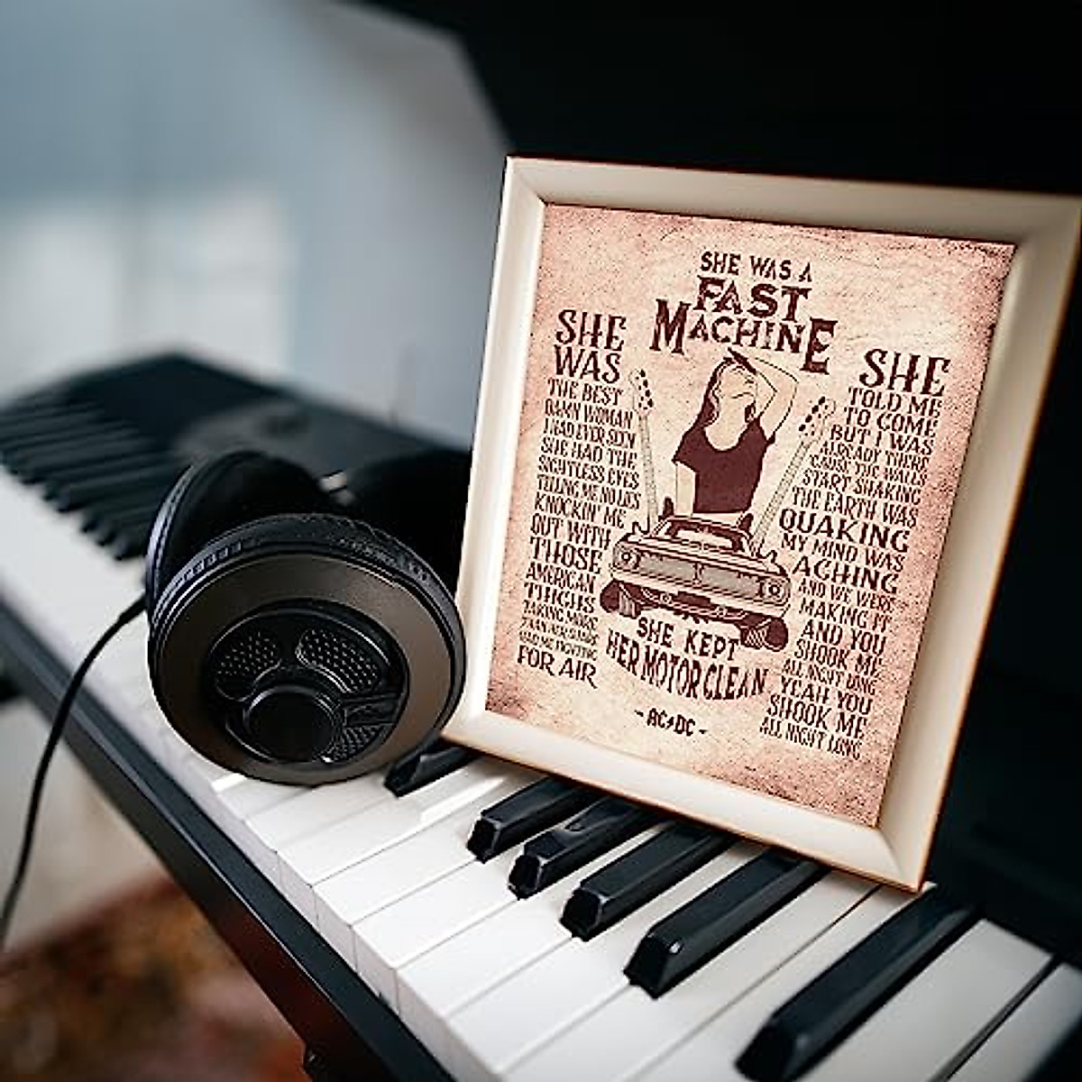 AC/DC Band - You Shook Me All Night, Iconic Rock Band Song Lyric Wall Art Print, Music Wall Decor For Room Decor, Studio Decor, Office Decor, Man Cave & Living Room Decor, Unframed Wall Print- 11x14"