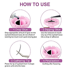 MEKK Glue Rings 100PCS Glue Rings for Eyelash Extension Lash Extension Supplies Disposable Lash Extension Supplies Fanning Blossom Cups for Eyelash Extension(Pink)…