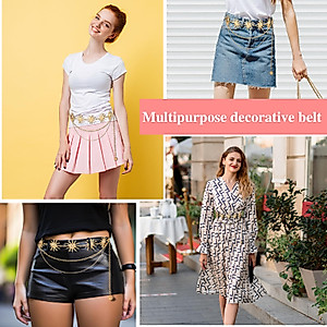 Andibro Cool Sun Multilayer Waist Chain Belt, Metal Sun Pendant Waist Belt Skinny Belts for Jean Pants Dress(gold sun)