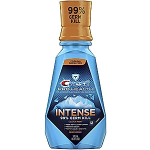 Crest Pro Health Intense Mouthwash with CPC (Cetylpyridinium Chloride), Clean Mint, 16.9 Fluid Ounce (Pack of 4)