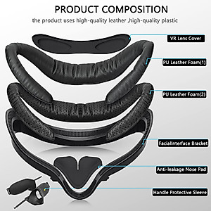 Gorliskl Facial Interface for Oculus Quest 2 ，Resilient VR Facial Vent Soft Interface Bracket &Anti-Leakage Light PU Leather Foam Face Cover Replacement Pad（Widened Version） Upgrade Accessories