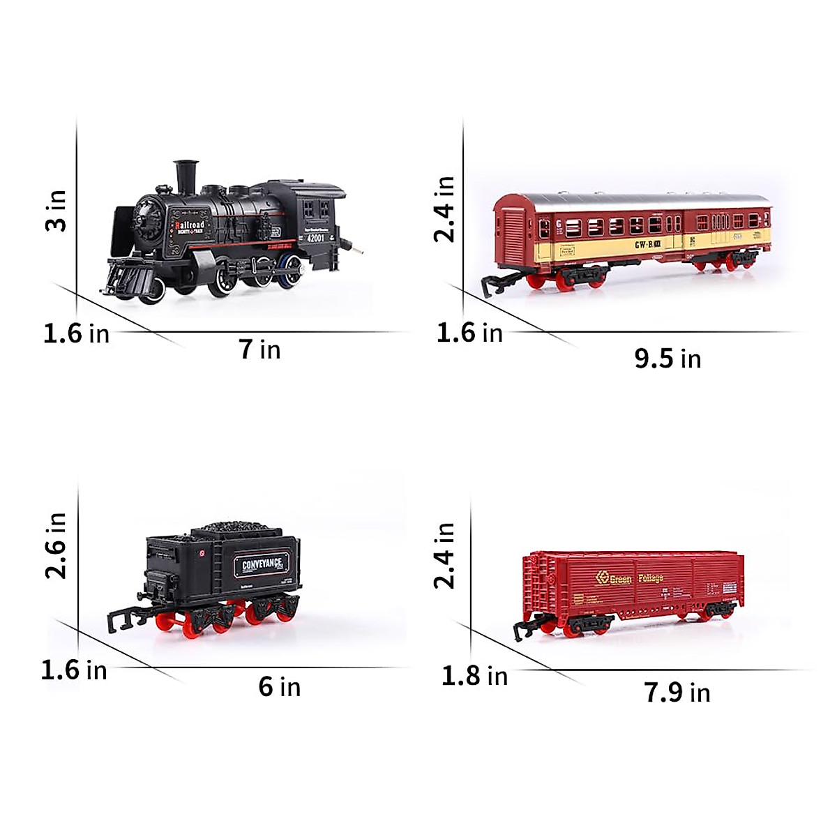 Train Set with Steam, Lights & Sound for Boys and Girls, Retro Train Toy with Black Electric Steam Locomotive Engine Long Tracks for Kids, for Christmas, Birthday for Children