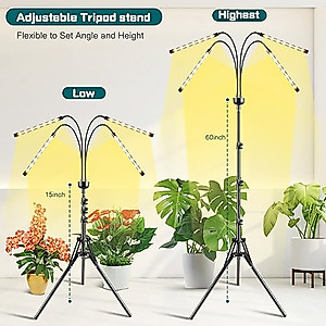 ZXMEAN Grow Lights for Indoor Plants Full Spectrum with 15-60 inches Adjustable Tripod Stand Plant Light with 4/8/12H Timer with Remote Control, LXG0009