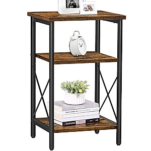 TUTOTAK 3-Tier Tall Nightstand, End Table, Side Table for Small Spaces, Couch Side Table, Steel Frame, for Living Room, Study, Bedroom TB01BB018
