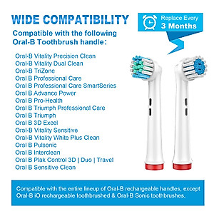 Toothbrush Replacement Brush Heads 8 Pk for Oral B Braun Electric Toothbrush with 4 Pcs Standard Precision Brush Heads & 4 Pcs Soft Toothbrush Heads