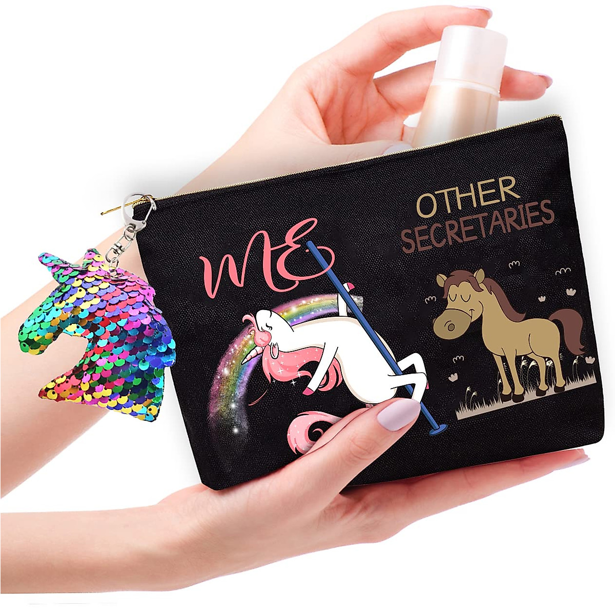 BoomBoomGifts Secretary's Day Gifts,Other Secretary Me Unicorn Makeup Bag Gifts,Other Secretary You Unicorn Gifts,Secretary Make up Bag,Other Secretary me Unicorn Mirror,Secretary Cosmetic Bag