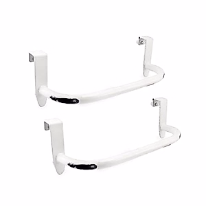 AuldHome Over Cabinet Towel Racks (2-Pack), Rustic Kitchen Towel Bars in Distressed White Enamel