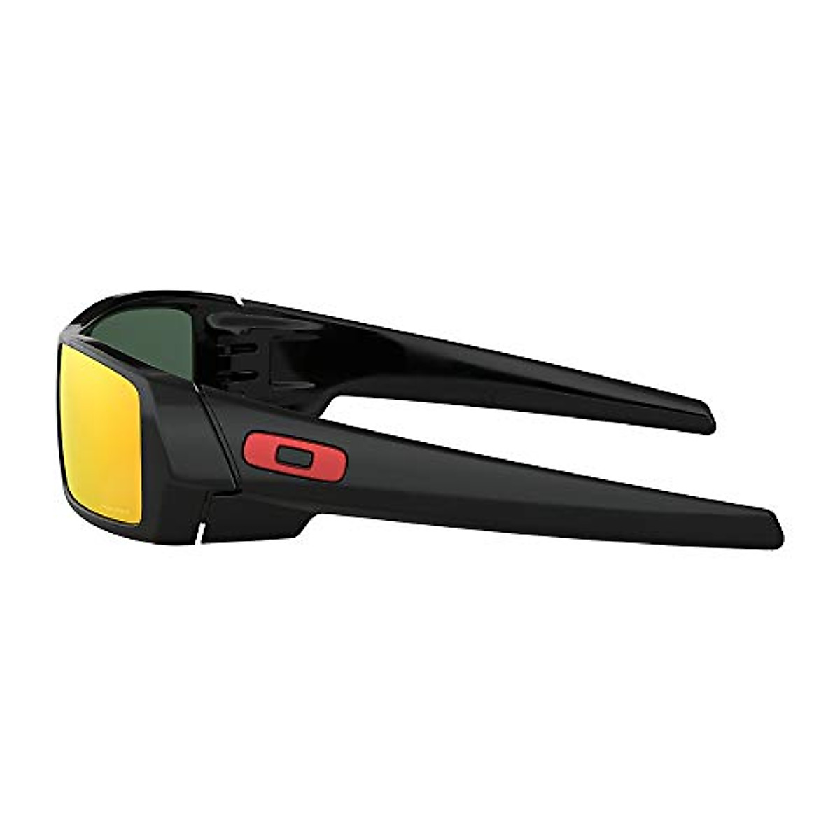 Oakley Gascan Sunglasses (Polished Black Frame, Prizm Ruby Lens) with Lens Cleaning Kit and Country Flag Microbag