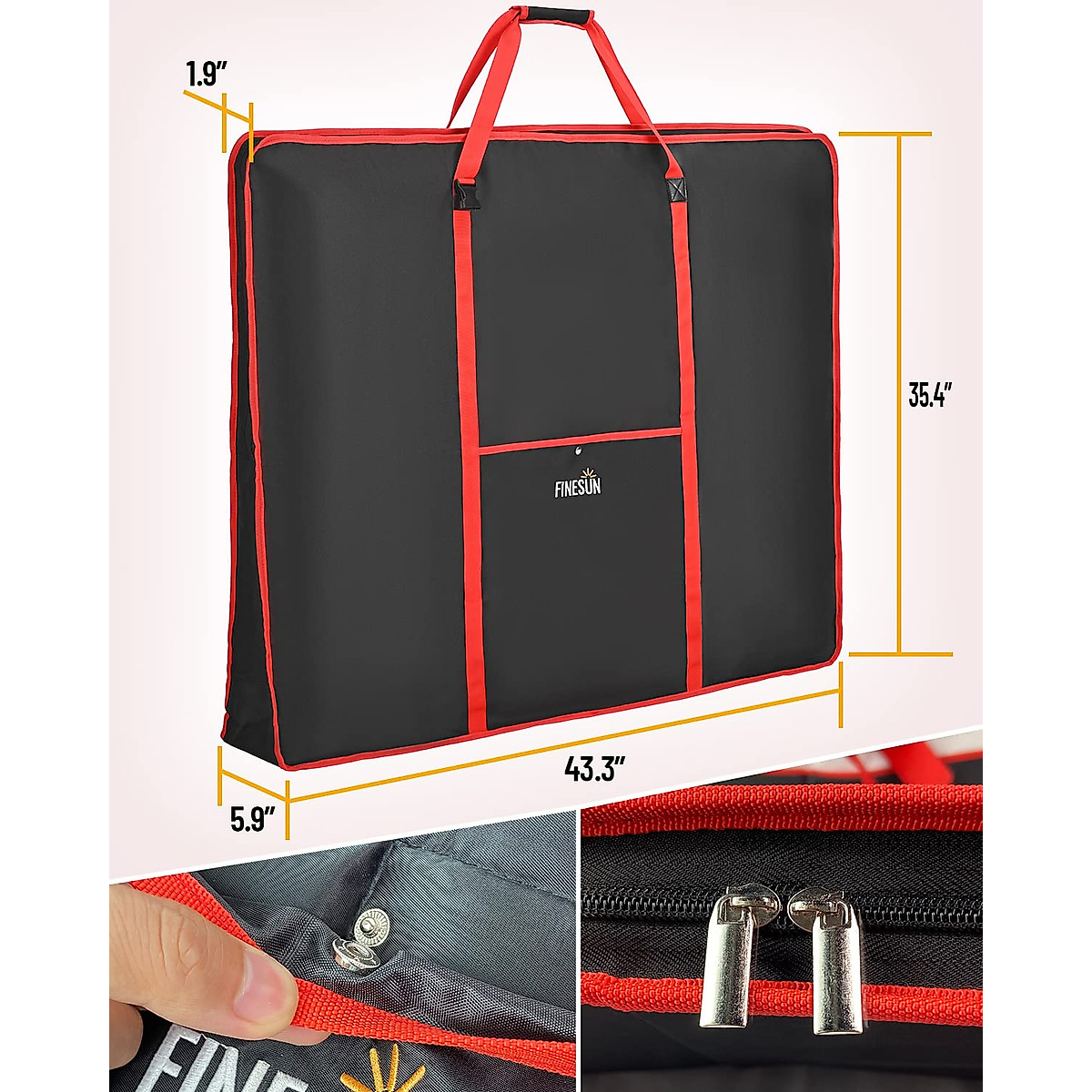 FINESUN Art Portfolio Case, Art Supply Storage Organizer, Art Bag with Frame Construction& Shoulder Straps, Portfolio Folder for Artwork, Drawings& TV (35x43 Inch)