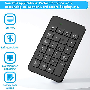 Bluetooth Number Pad with Battery, 23 Keys Wireless Numeric Keypad Upgraded Version of 10 key Keyboard Financial Accounting Numpad Compatible for Laptop, PC, Macbook, Notebook, Desktop,Surface Pro