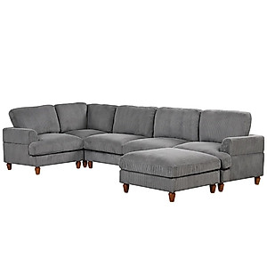 FANCUF Modular Sectional Sofa with Ottoman L Shaped Corner Sectional for Living Room, Office, Spacious Space
