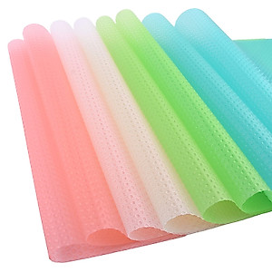 8pcs Refrigerator Liners Mats Washable, EVA Shelf Liners Waterproof Oilproof, 17.5''x11.5'' Non-Slip Fridge Liners for Glass Shelf Cupboard Kitchen Cabinet Drawer Refrigerator(4 Color Mixed)