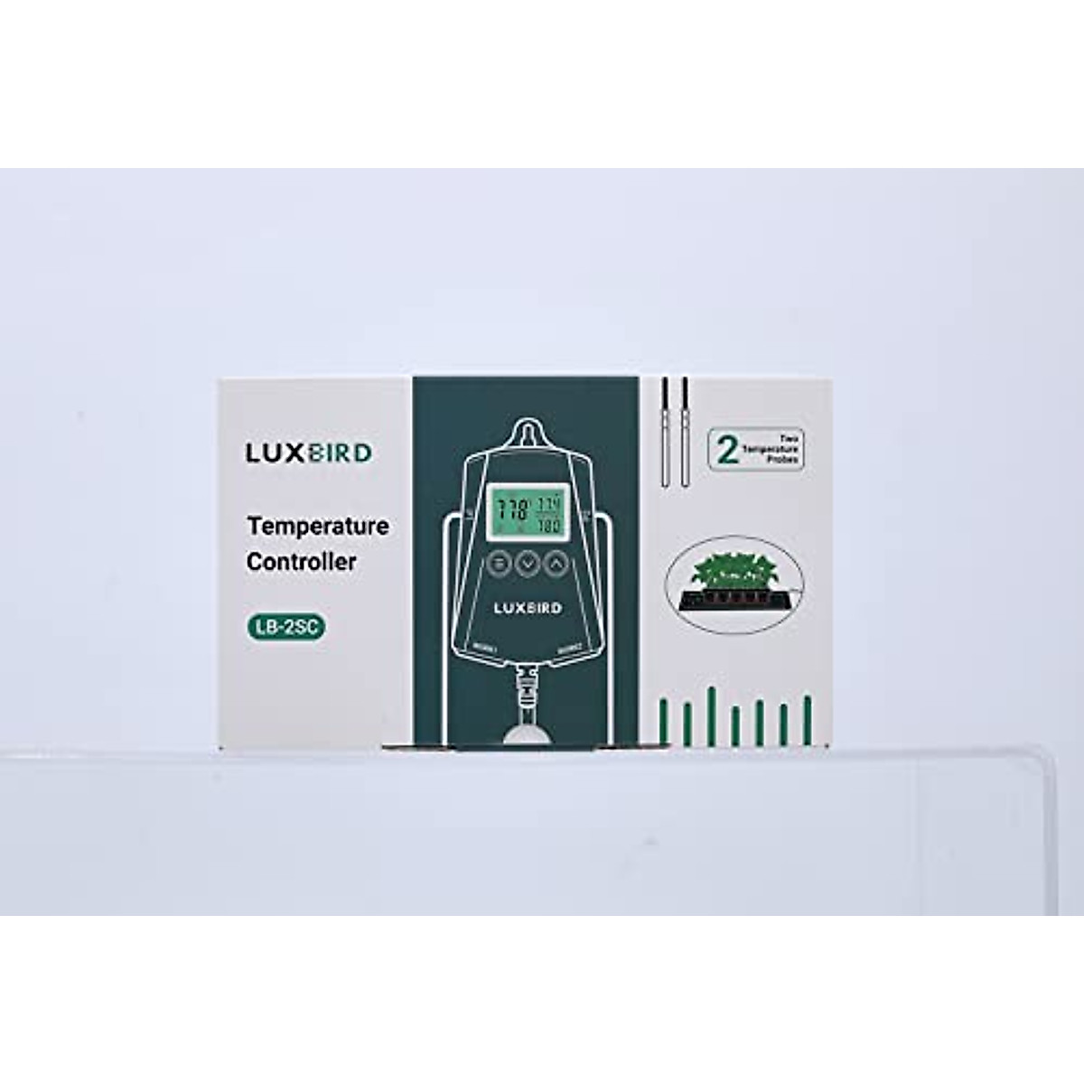 LUXBIRD LB-2SC Digital Heating Mat Thermostat Temperature Controller with 2 Probes and 2 Outlets for Germination, Reptiles, Brewing, Breeding, Incubation, Greenhouse (Max 250W per Outlet)