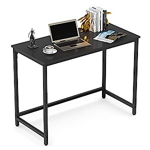 Weehom Small Computer Desk Study Writing Desk for Home Office Pc Notebook Table Workstation Stand 39 Inches Metal Leg Black