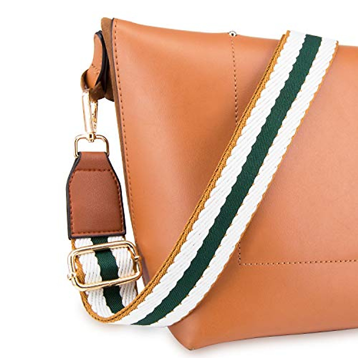 Wolven Adjustable Purse Strap Replacement Crossbody Shoulder Strap For Handbag Laptop Bag Etc (White Green Stripe)