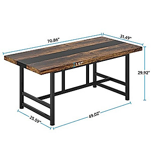 Tribesigns 6FT Conference Table, Rectangular Meeting Table, 70.86L * 31.49 W inches Seminar Table, Large Computer Desk for Office,Rustic Boardroom Desk