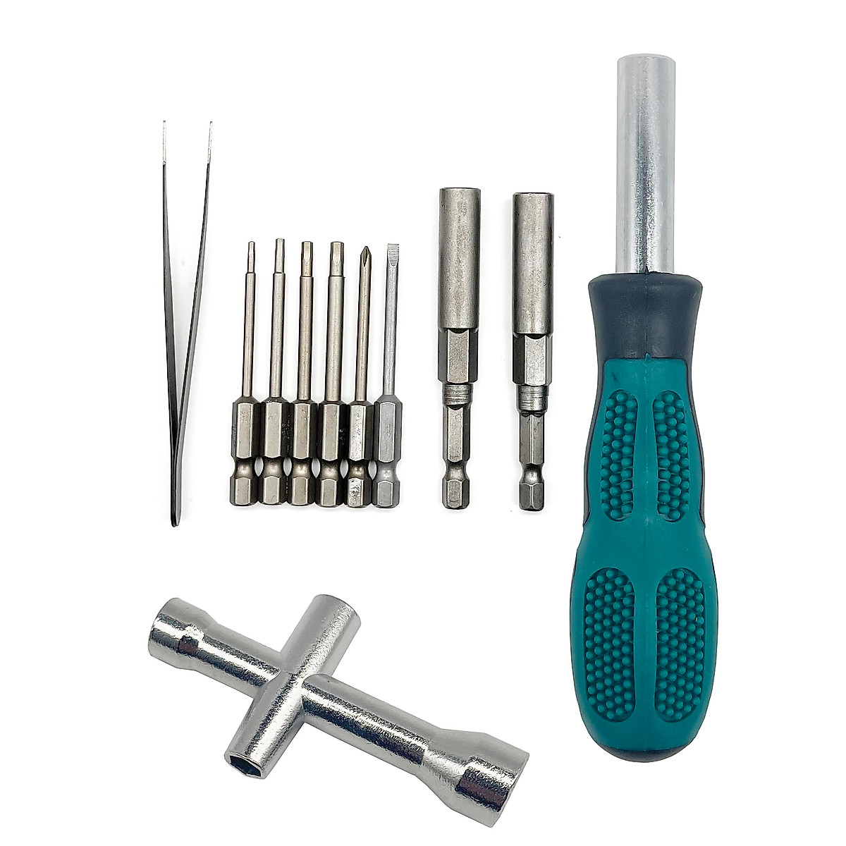 TEIRAY RC Car Repair Work Stand Repair Tool Set 360 Degree Rotation and 600 PCS RC Screws Kit and Screws Pallet Kit and RC Screwdrivers for 1/8 1/10 1/12 1/16 1/18 RC Car Truck Crawler (Black)