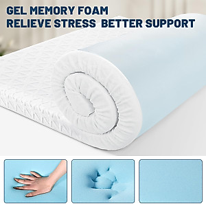 HARNY 3 Inch Gel Memory Foam Mattress Topper Queen Size, Cooling Bed Topper for Comfort Body Support & Pressure Relief with Removable Breathable Soft Cover, CertiPUR-US Certified