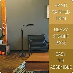 Kira Home Prescott 58" Modern Industrial Adjustable Standing Pharmacy Floor Lamp, Dark Bronze Finish, Includes 6W LED Bulb (60W eq.) Energy Efficient, Eco-Friendly, Pivot Head for Hobby/Precise Task