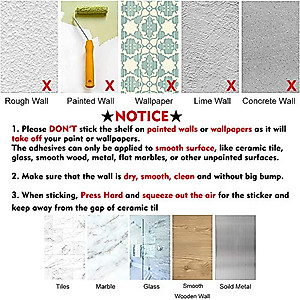 LAIGOO Adhesive Floating Shelves Non-Drilling, Set of 3, Display Picture Ledge Shelf U Bathroom Shelf Organizer for Home/Wall Decor/Kitchen/Bathroom Storage(S+M+L)