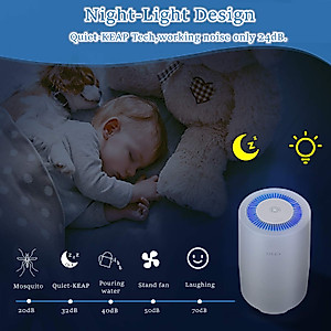 Air Purifier for Bedroom,Small Air Cleaner for Desktop,Compact Design,White,900S