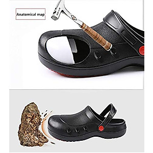 Men or Women Kitchen and Chef Shoes Safety Work Steel Toe Clog Black