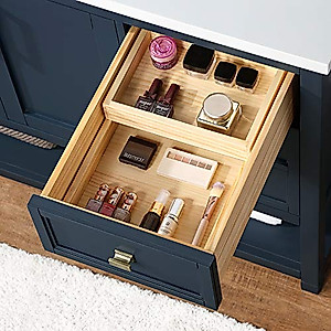 Ove Decors Stanley 42 inch Bathroom Vanity Combo Freestanding Bath Cabinet | Modern Single Sink with Cultured Marble Countertop | Backsplash Included, Midnight Blue