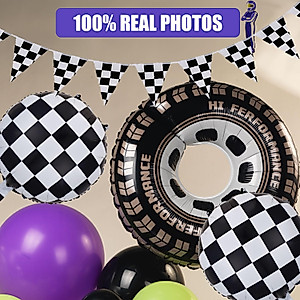 Truck Balloon Green Purple Black Silver Big Wheels Jeep Balloon Garland Halloween Balloon Arch Kit Race Car Checkered Flag For Monster Truck Party Supplies Kids 3th 4th Boy Birthday Party Decoration